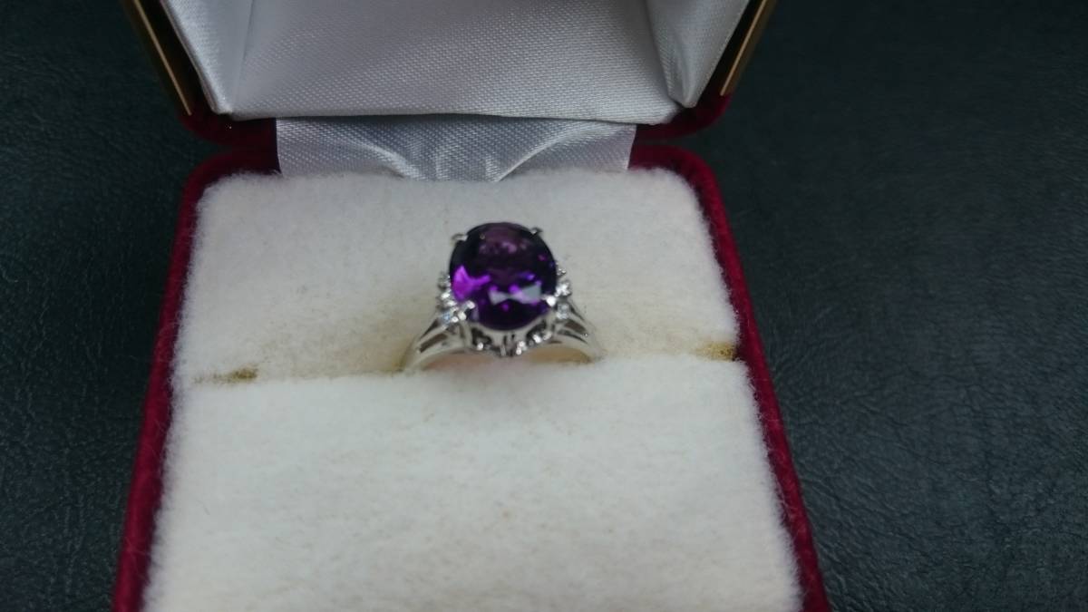 Pt900 アメジスト2.64ct ダイヤモンド 0.10ct 総重量4.6g リング内径約1.6cm(プラチナ台)｜売買されたオークション情報、yahooの商品情報をアーカイブ公開 ...