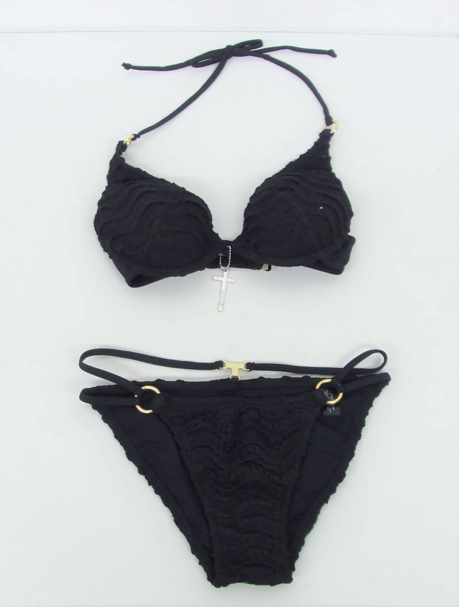 DEFILIOUS レディース セパレート ビキニ水着 9Mサイズ 黒系 セクシー系 ブラジリアン レース 十字架アクセサリー付 胸パッド 上下セット(セットアップ)｜売買されたオークション ...