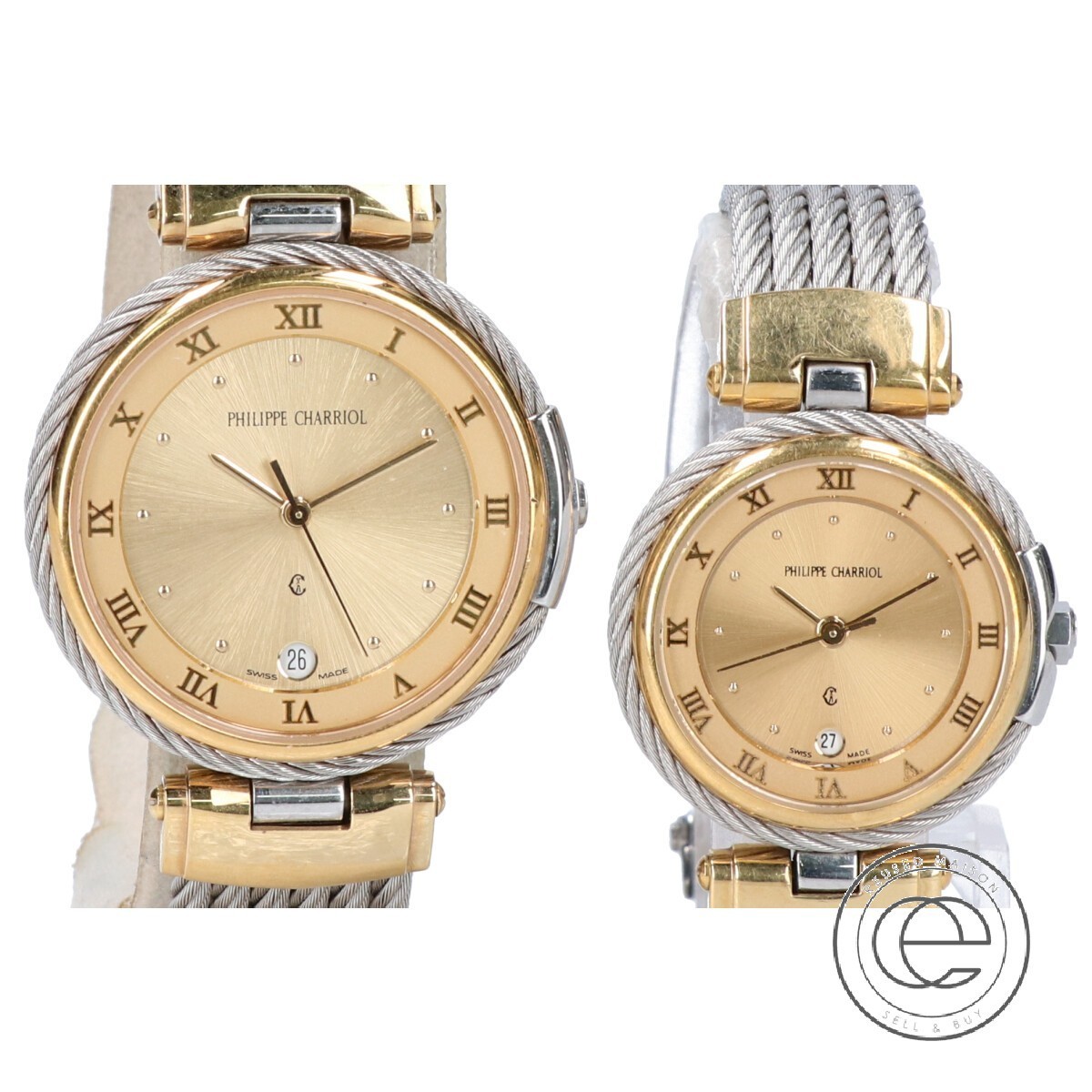 PHILIPPECHARRIOLフィリップシャリオール ケルティック SS クオーツ ペアウォッチ 腕時計 ゴールド/シルバー(シャリオール)｜売買されたオークション情報、yahooの商品情報 ...