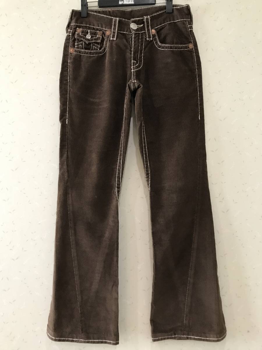 TRUE RELIGION トゥルーレリジョン JOEY BIGT ホワイトステッチ コーデュロイパンツ ブラウン 米国製 29 BJBJ.H ...
