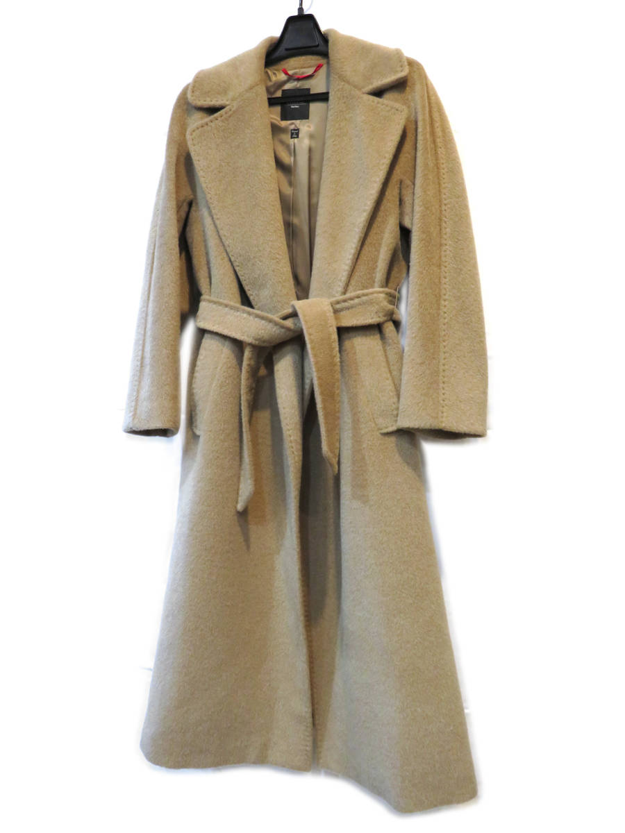 Y118 極 Weekend Max Mara ウィークエンドマックスマーラ アルパカ&モヘヤ混 ウール ロング ラップ コート ガウン ...