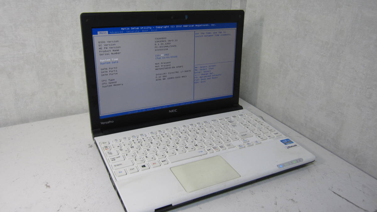1717 NEC VersaPRO VK21HH-G Core i7-3687U HDD/無 メモリ/4GB BIOS確認(12インチ ...