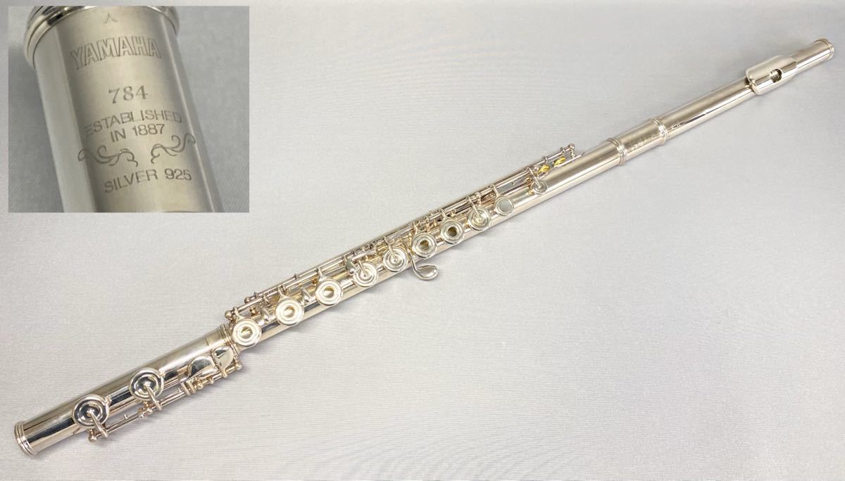 ヤマハ フルート 784 Silver 925 EC SILVER HEAD 925 シルバー 銀 マウスピース ケース付 社外 シリアル有 ESTABLISHED IN 1887(フルート ...
