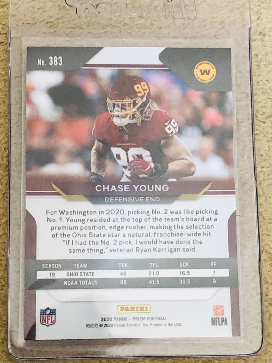 NFL 2020-21 Panini Prizm #383 CHASE YOUNG ROOKIE BASE DEFENCE ROOKIE OF ...