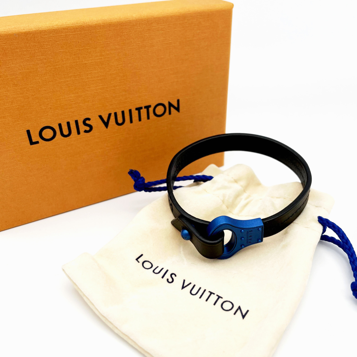 1円 ルイヴィトン Louis Vuitton ブラスレ アーカイヴ 限定カラー ブルー M6163 2018年製 ブレスレット レザー 参考 ...