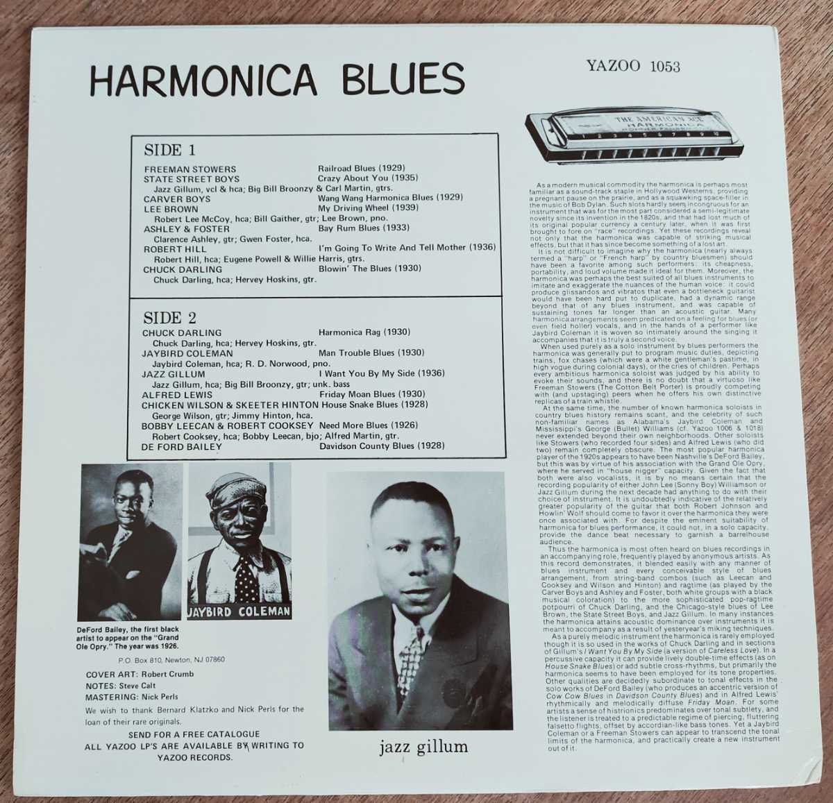 Harmonica Blues Great Harmonica Performances Of The 1920s And '30s /米Yazoo1980’sリイシュー/Robert ...