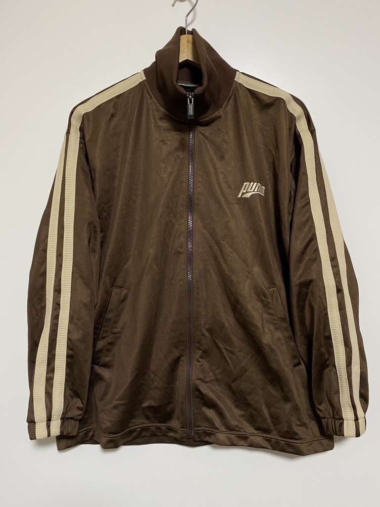 90's オールド 旧ロゴ PUMA トラックジャケット ヒットユニオン S 茶色 ブラウン ロゴ刺繍 Hit Union ジャージ スポーツ ...