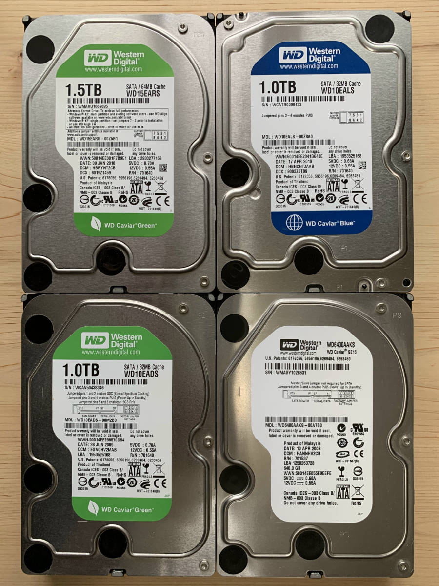 Western Digital 3.5インチ内蔵HDD 4台セット 計4.1TB WD15EARS WD10EALS WD10EADS ...
