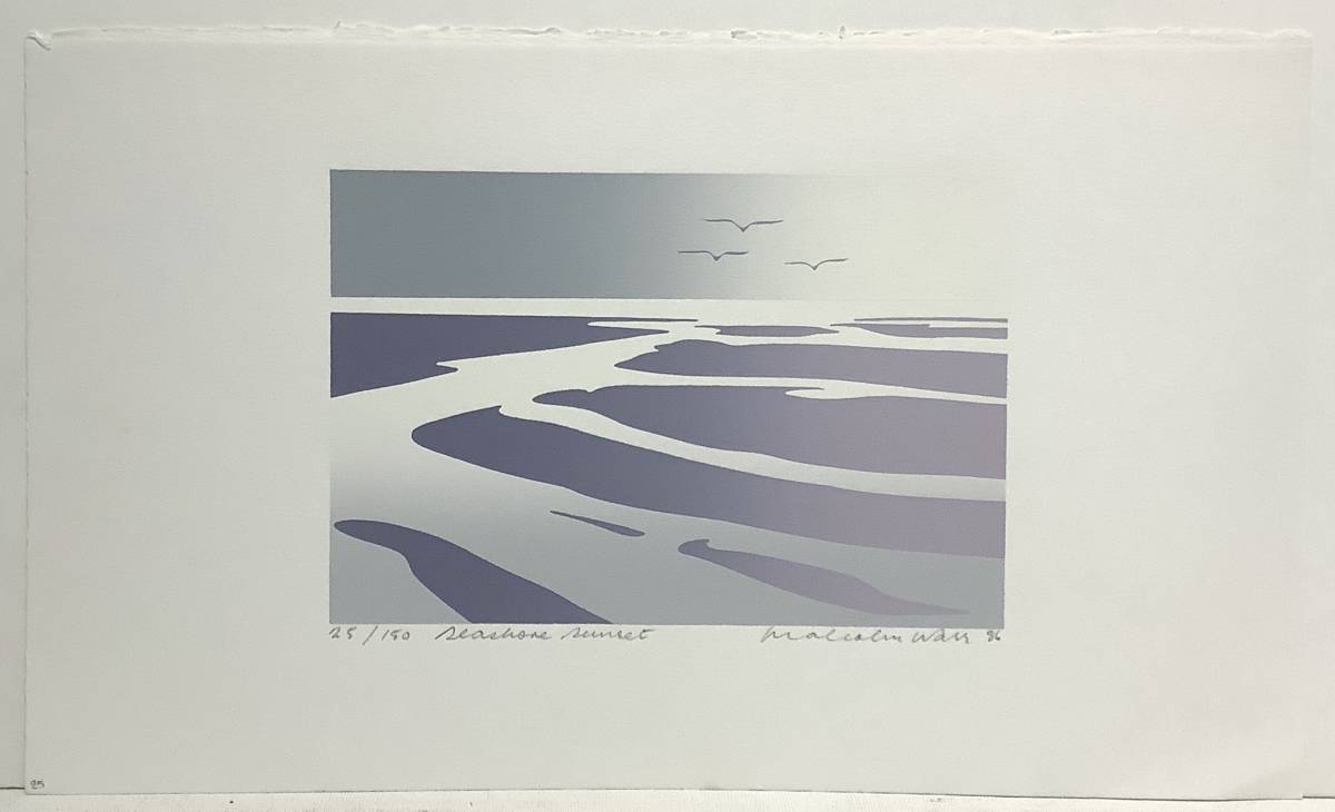 Malcolm Warr Seashore Sunset シルクスクリーン ed.25/150. 鉛筆サイン シートのみ 1986年制作 ...