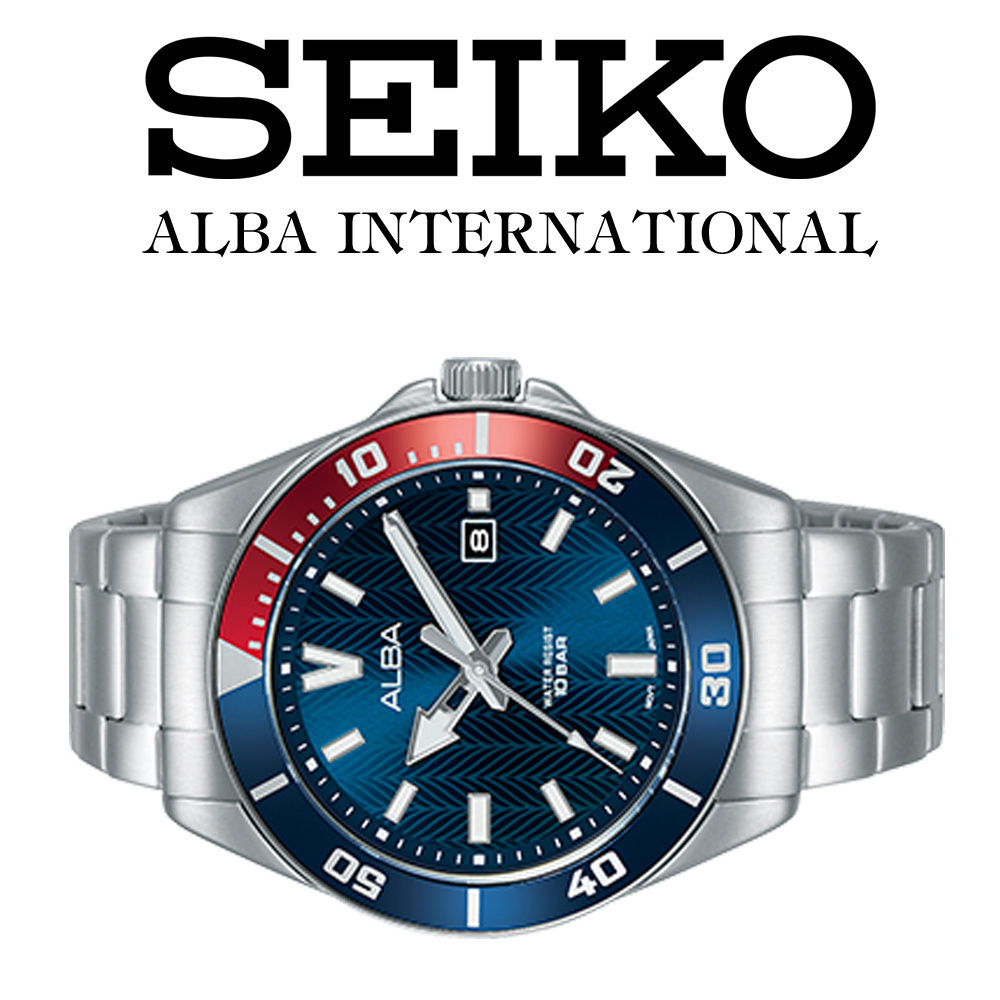 1円×3本セイコーALBA逆輸入モデル海外専売GMTペプシカラーサブマリ100m防水クロノグラフ メンズ激レア入手困難アルバ日本未発売 ...