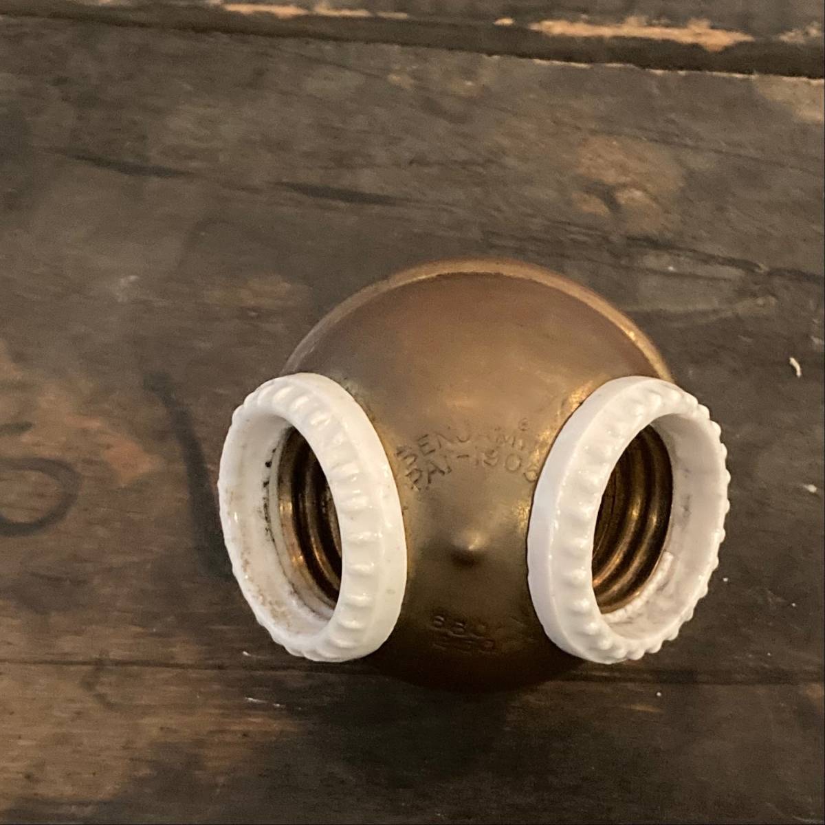 Antique 1900s Benjamin Light Socket 2way ベンジャミンソケット 2灯 ライト ランプ 照明 ...