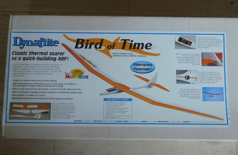 Dynaflight Bird of Time グライダー バードオブタイム ARF ラジコン バルサキット 翼長約3m(組立キット（電動 ...