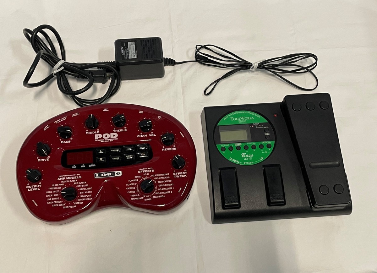 21B292 Line6 POD 2.0 ギター用 アンプシュミレーター KORG AX1B コルグ ベース マルチエフェクター 2点 まとめ ...