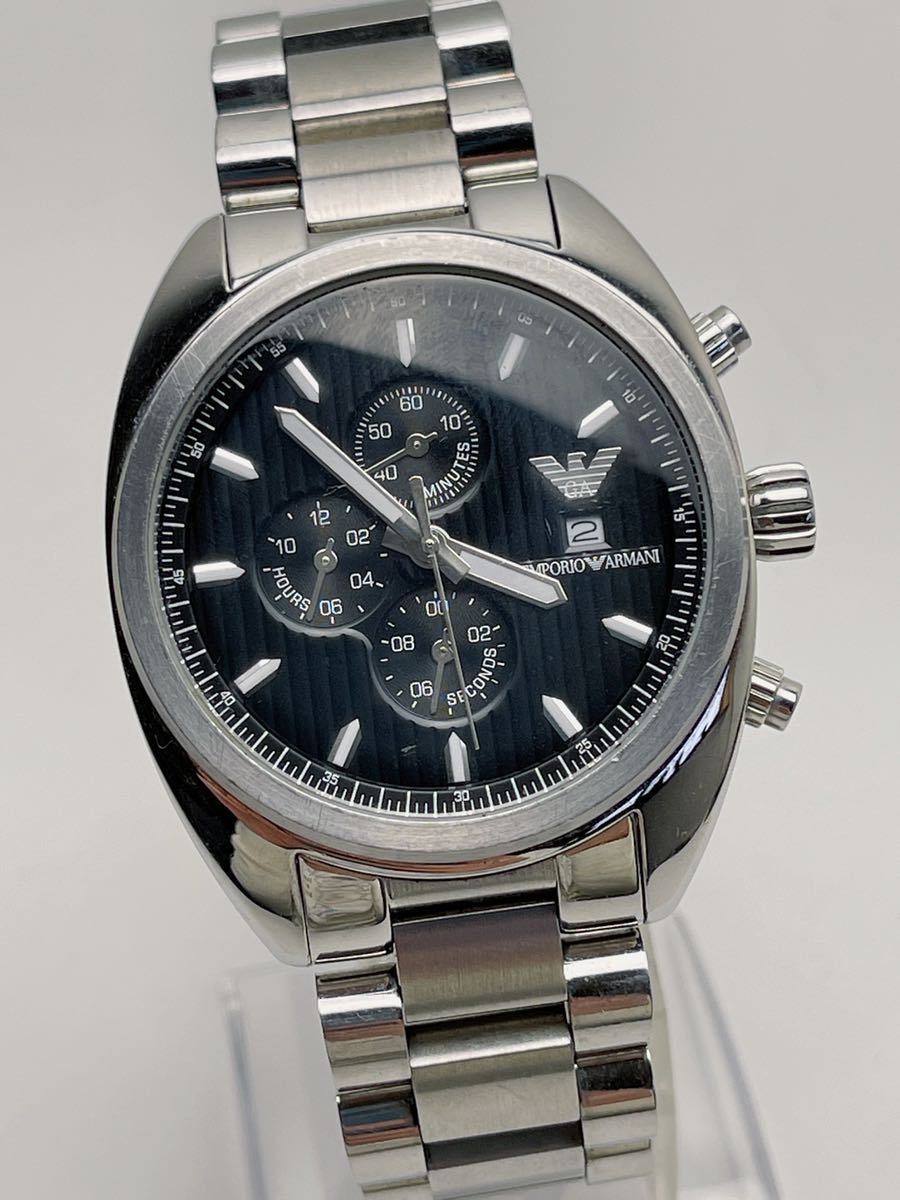 S144 EMPORIO ARMANI エンポリオ アルマーニ ブラック文字盤 メンズ クォーツ 腕時計 AR-5957(男性用)｜売買されたオークション情報、yahooの商品情報をアーカイブ ...