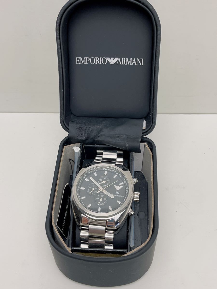 S144 EMPORIO ARMANI エンポリオ アルマーニ ブラック文字盤 メンズ クォーツ 腕時計 AR-5957(男性用)｜売買されたオークション情報、yahooの商品情報をアーカイブ ...