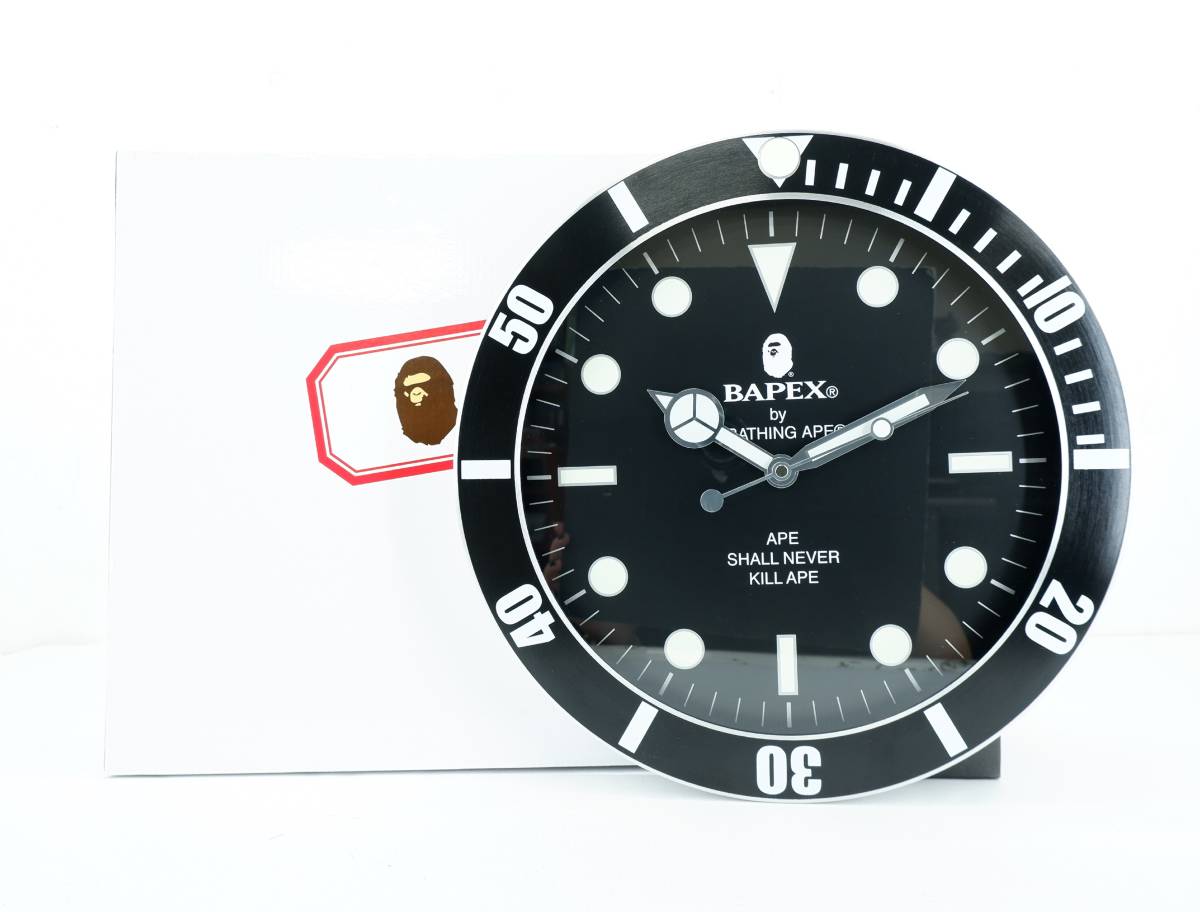 79 100/ A BATHING APE BAPEX WALL CLOCK M アベイシングエイプ 壁掛け時計 クロック ブラック 簡易動作 ...