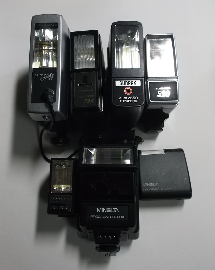ストロボ フラッシュ まとめて7点 MINOLTA D 314i 2800 AF OLYMPUS PS200 SUNPAK auto 25SR ...