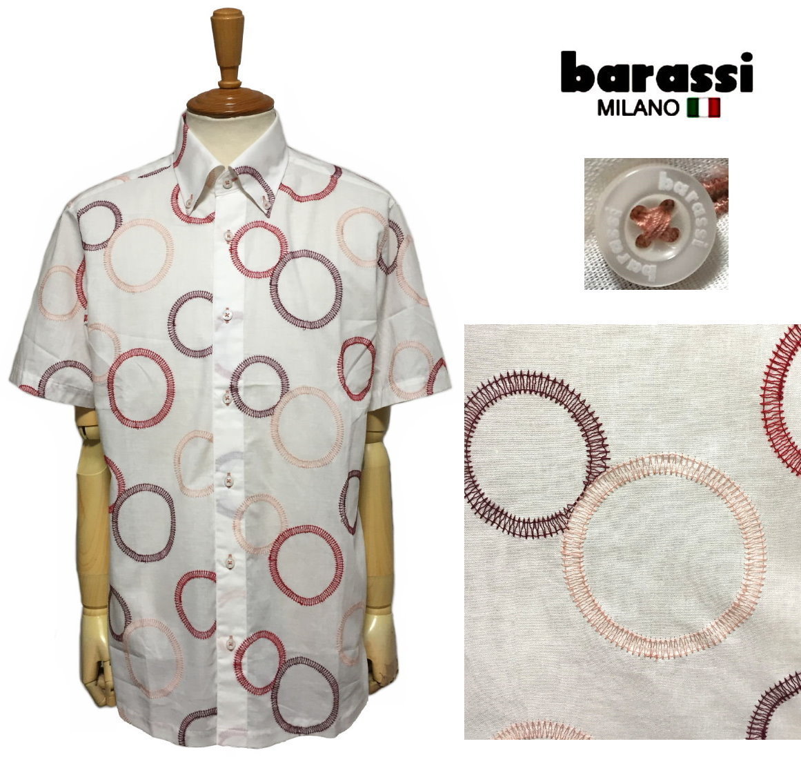 barassi バラシ 清涼 綿麻 半袖ボタンダウンシャツ 白 size46 M(Mサイズ)｜売買されたオークション情報、yahooの商品情報をアーカイブ公開 - オークファン（aucfan.com）
