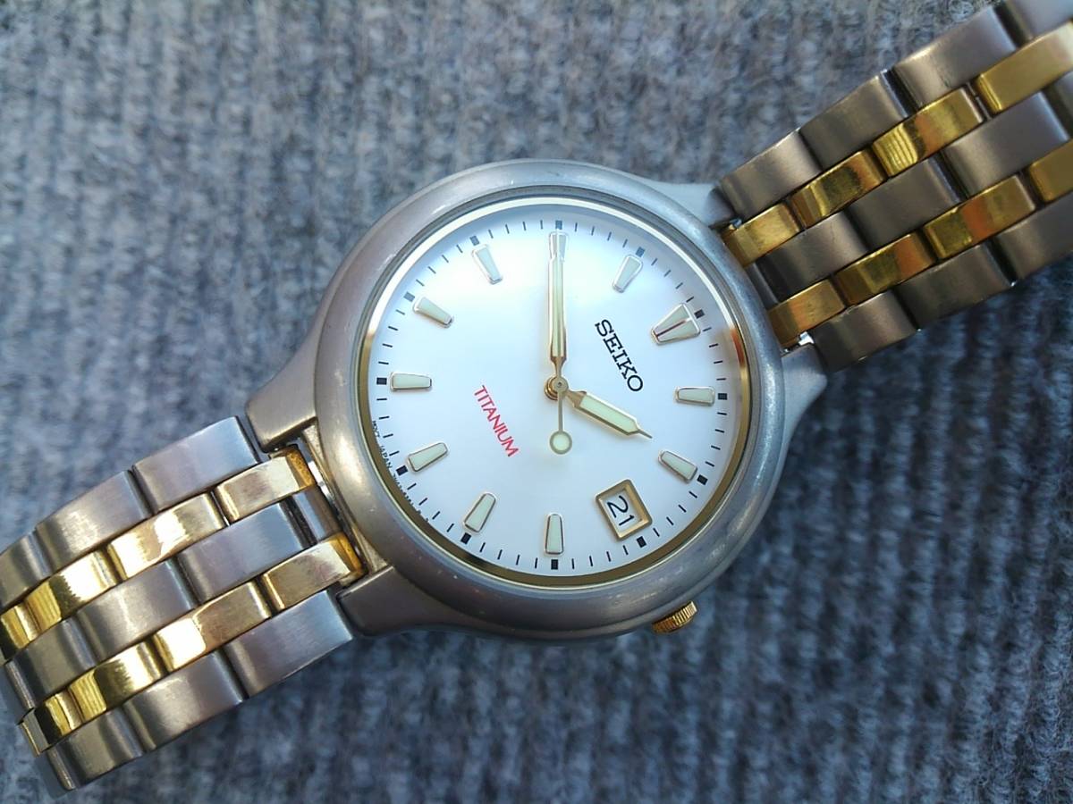 SEIKO チタン TITANIUM メンズコンビ腕時計 7N スピリット(スピリット)｜売買されたオークション情報、yahooの商品情報を ...