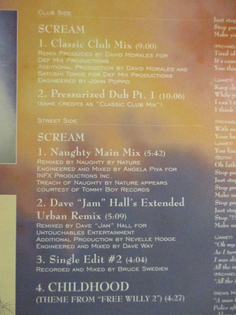 Michael & Janet Jackson ： Scream 12'' Naughty Main Mix / Dave Jam Hall ...