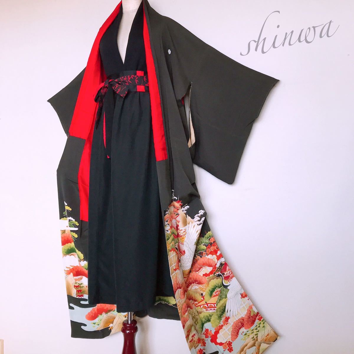 心和 アンティーク着物リメイク ドレープ着物コート ロングカーディガン 和装 イベント撮影 衣装 舞台 演奏会 ステージ 黒 赤 602(その他)｜売買されたオークション情報、yahooの商品 ...