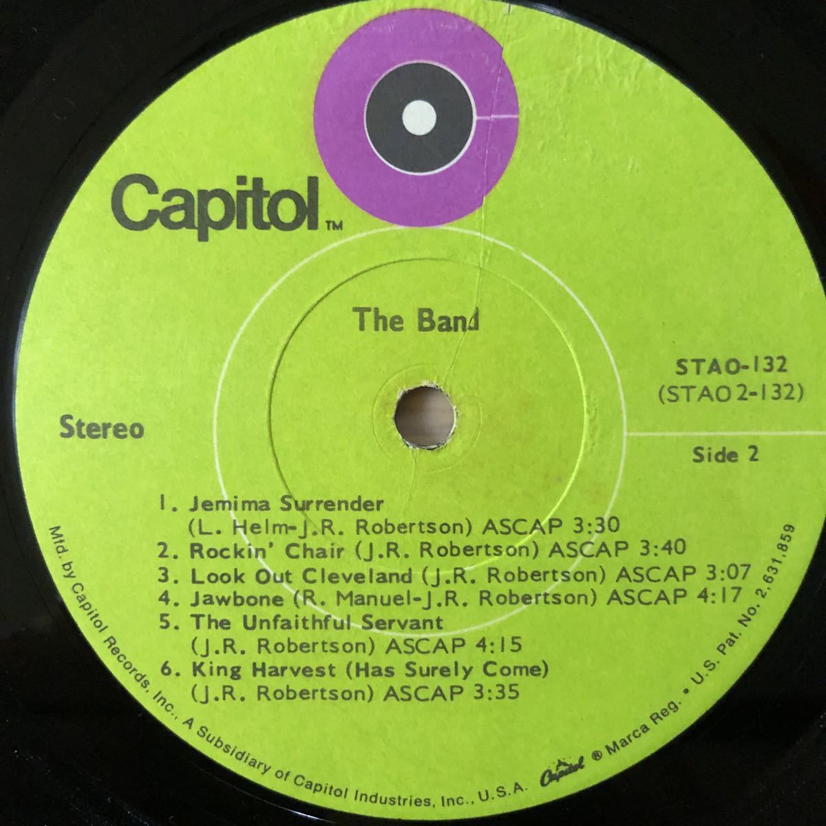 LP THE BAND/S.T. BROWN ALBUM US盤:初年度1969年プレス:LIME GREENラベル:元々の紙スリーヴ付き ...