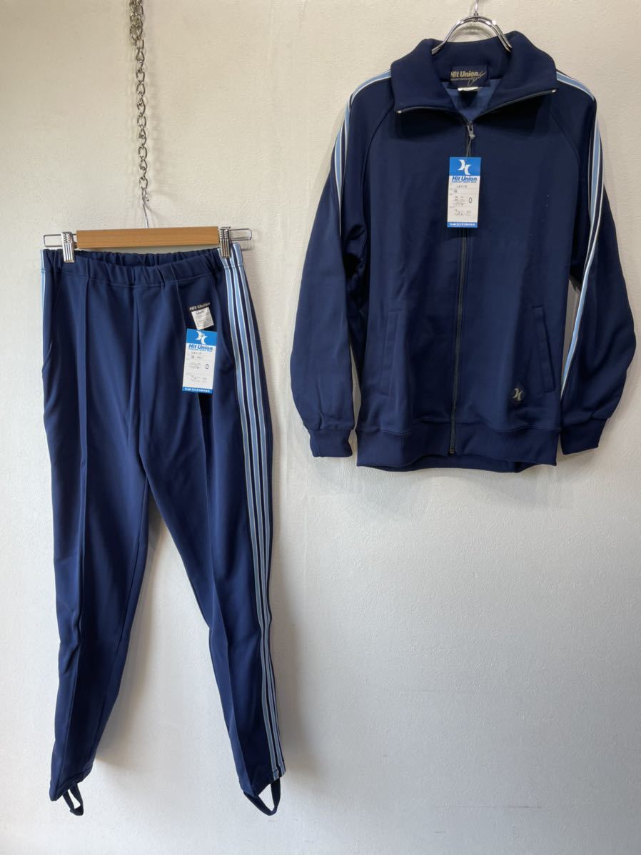 タグ付き HIT UNION/ヒットユニオン 学校ジャージ 上下セット 紺/ネイビー Oサイズ スクール 指定 体操着 運動 G1114(その ...