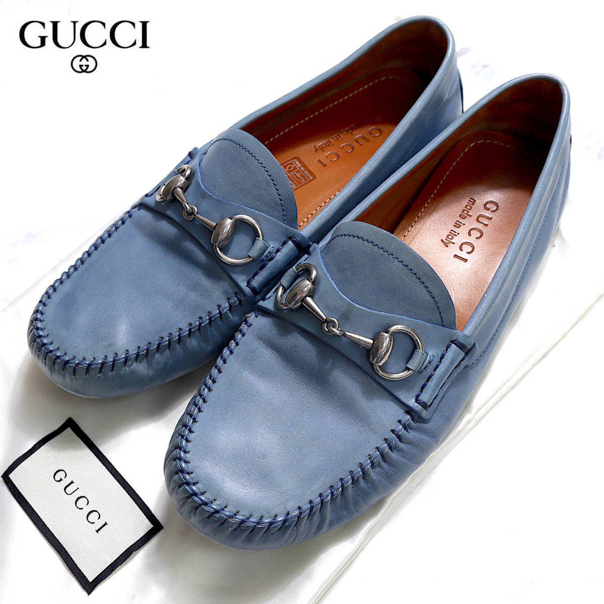 2-DG184 グッチ ホースビット ブルーグレー ドライビング ローファー(男性用)｜売買されたオークション情報、yahooの商品情報を ...