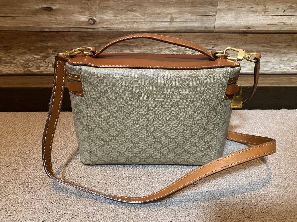 レア CELINE セリーヌ ヴィンテージ マカダム モノグラム ベージュ 2way ショルダー バニティ バッグ ハンドバッグ DM95/上品/T9(ショルダーバッグ)｜売買された ...