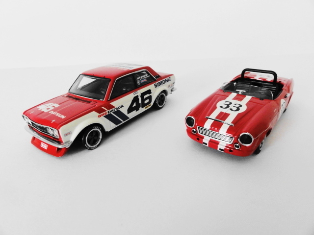 EBBRO 1/43 DATSON SCCA RACE CAR 2台セット ダットサン510 BRE DATSON 1500 ロ－ドスタ ...