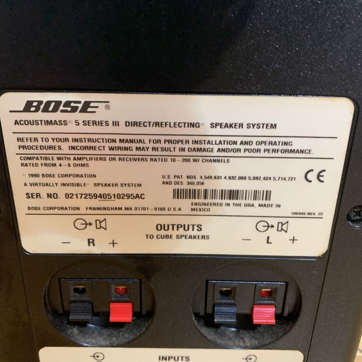 BOSE ACOUSTIMASS 5 SERIES III DIRECT/REFLECTING SPEAKER SYSTEM ボーズ ホーム ...