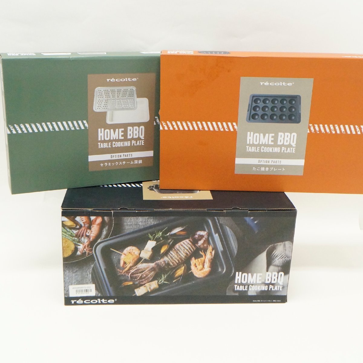 レコルト Recolte HOME BBQ RBQ-1 NV ホームバーベキュー たこ焼きプレート セラミックスチーム深鍋 3点セット(ホット ...