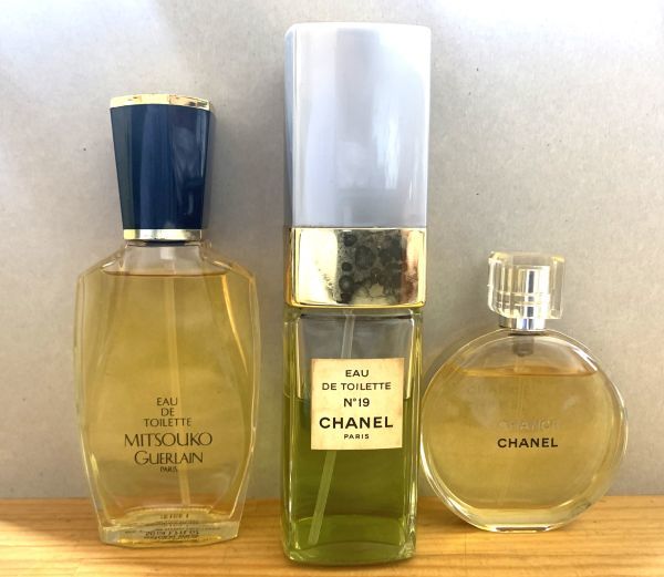 使用品 CHANEL CHANCE /CHANEL N19 /MITSOUKO GUERLAIN 3種 香水まとめて ミニ香水付き M172 ...