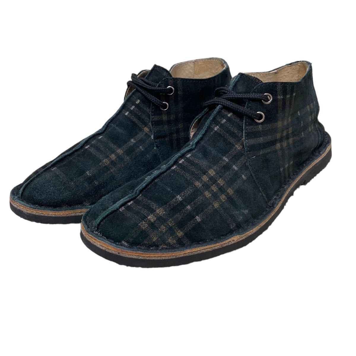 AA136 CEBO セボ チャッカブーツ カジュアルシューズ メンズ 43 約 27.5cm ダークグリーン チェック スエード調(27 ...