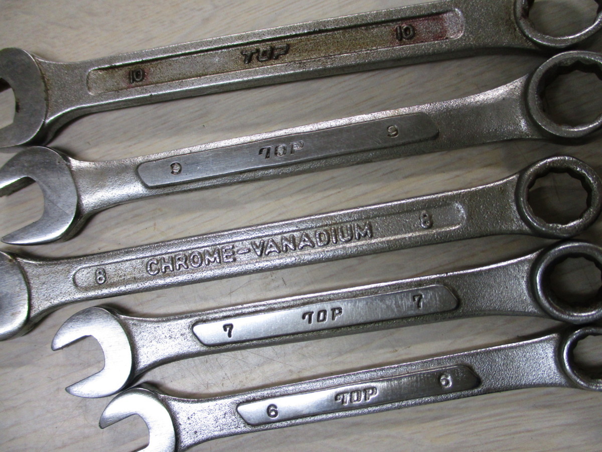 2200415 8 5点セット コンビネーションレンチ/TOP/トップ/6mm/7mm/9mm/10mm/CHROME-VANADIUM ...