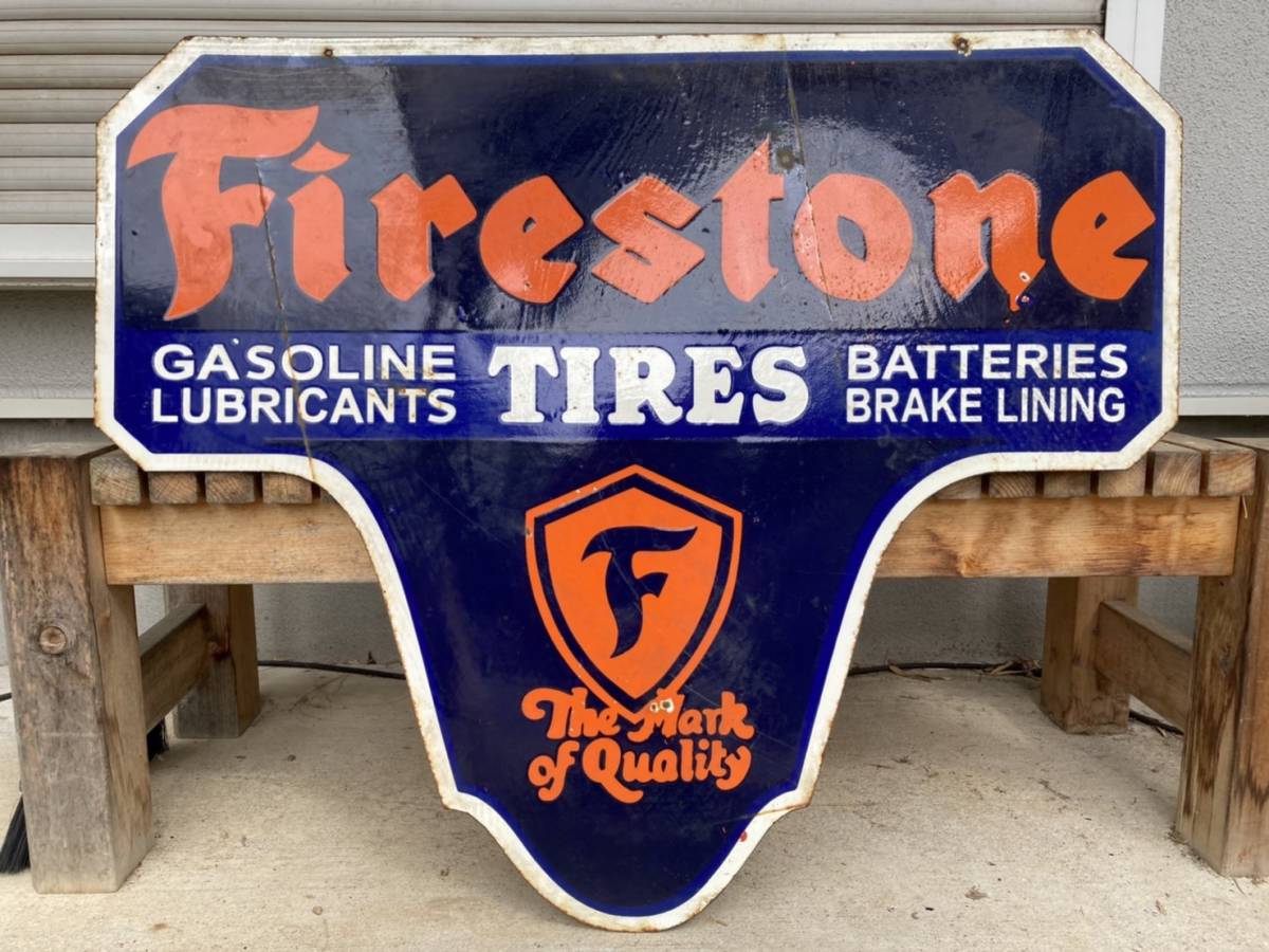 ビンテージ 看板 特大幅91cm Firestone ファイヤーストーン レアな両面看板 / アンティーク アメリカ 世田谷ベース 昭和レトロ(看板)｜売買されたオークション情報、yahooの ...