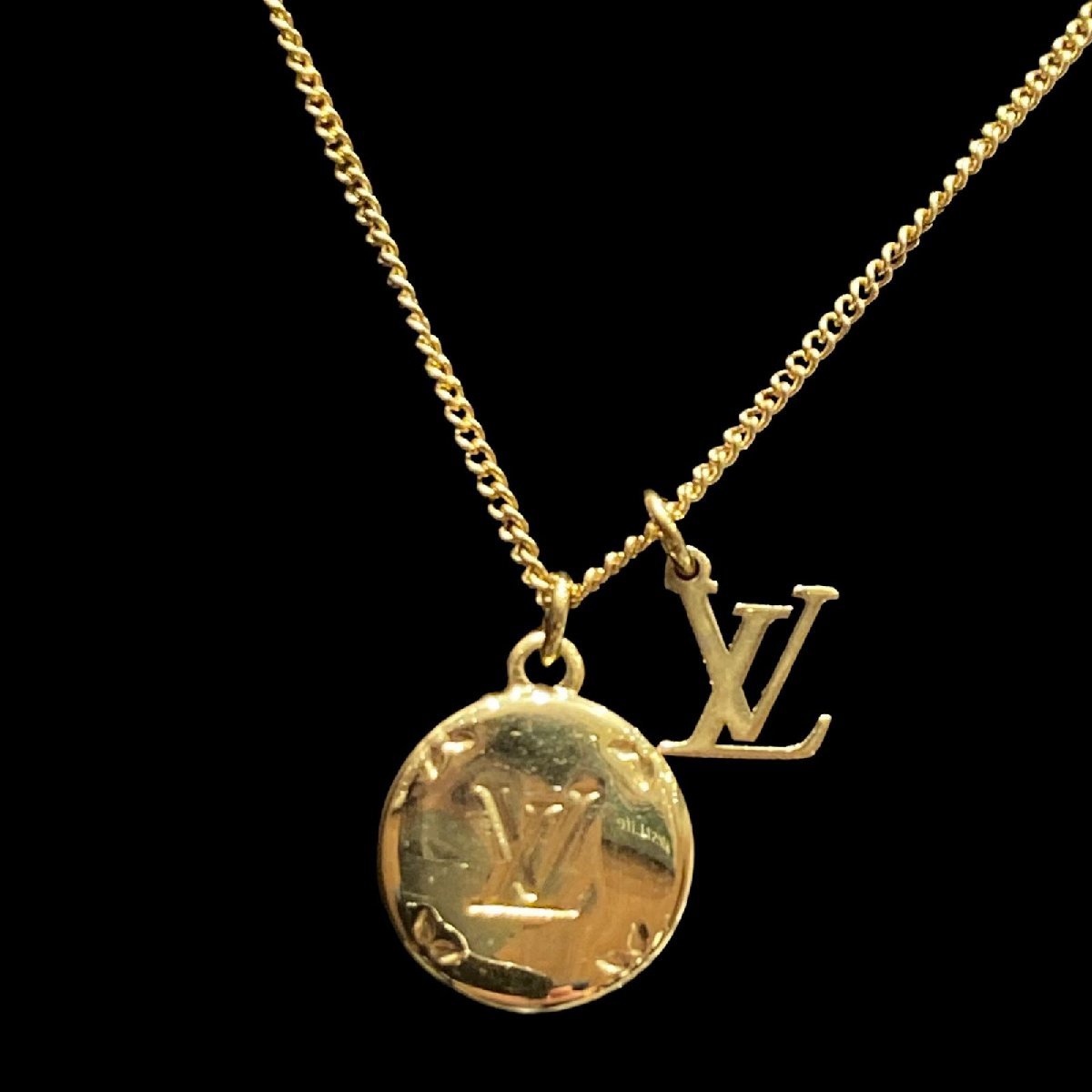 1円 LOUIS VUITTON ルイヴィトン LVロゴ サークルゴールドネックレス GP M80189 OB1212 ユニセックス ...