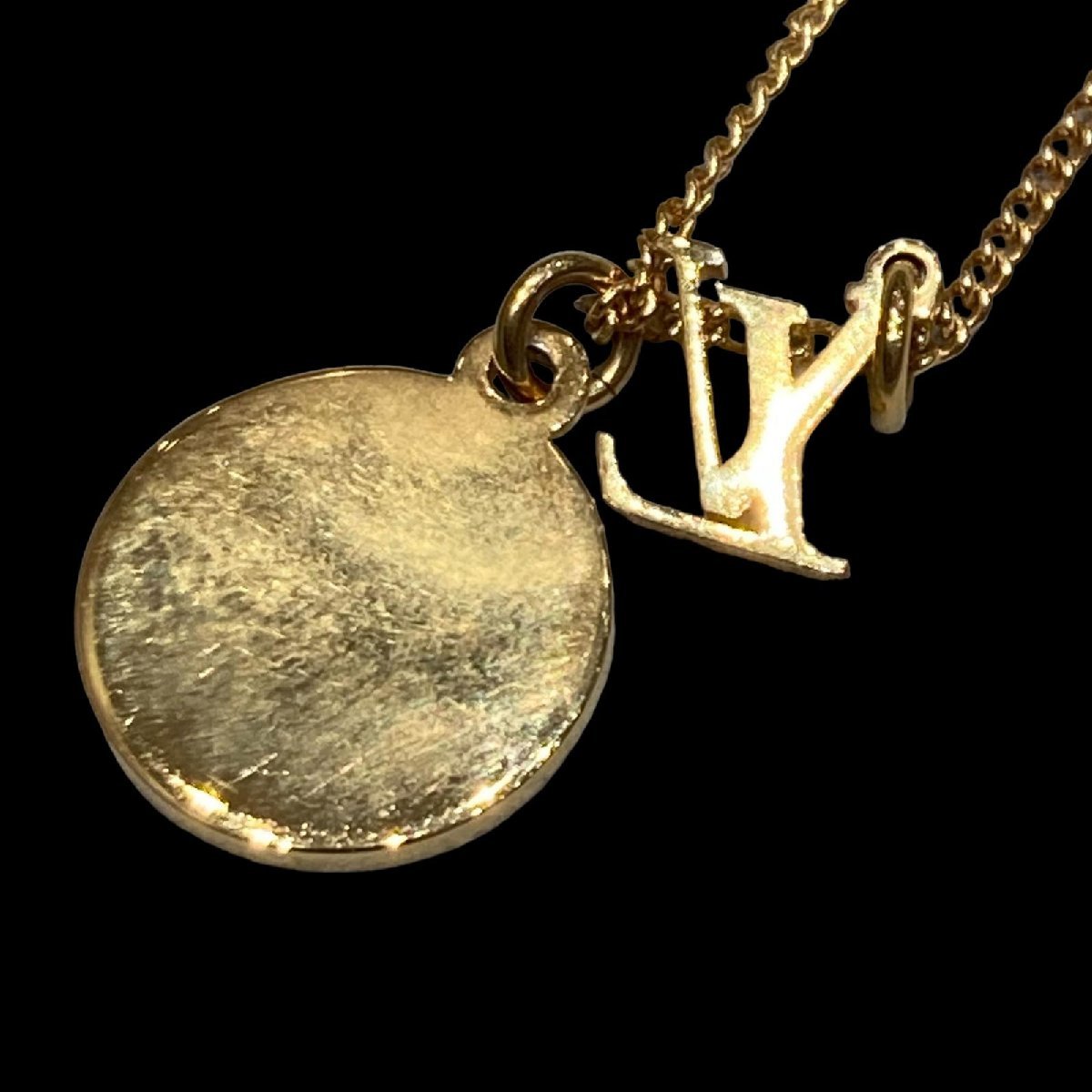 1円 LOUIS VUITTON ルイヴィトン LVロゴ サークルゴールドネックレス GP M80189 OB1212 ユニセックス ...