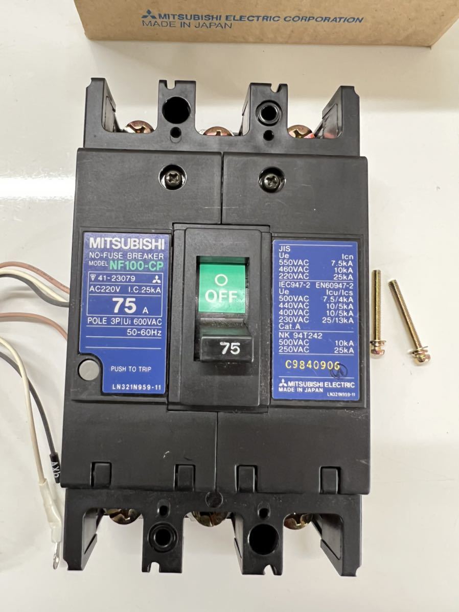 三菱 NF100-CP 100A ノーヒューズブレーカー 漏電遮断器 動作未確認 現状品(その他)｜売買されたオークション情報、yahooの ...