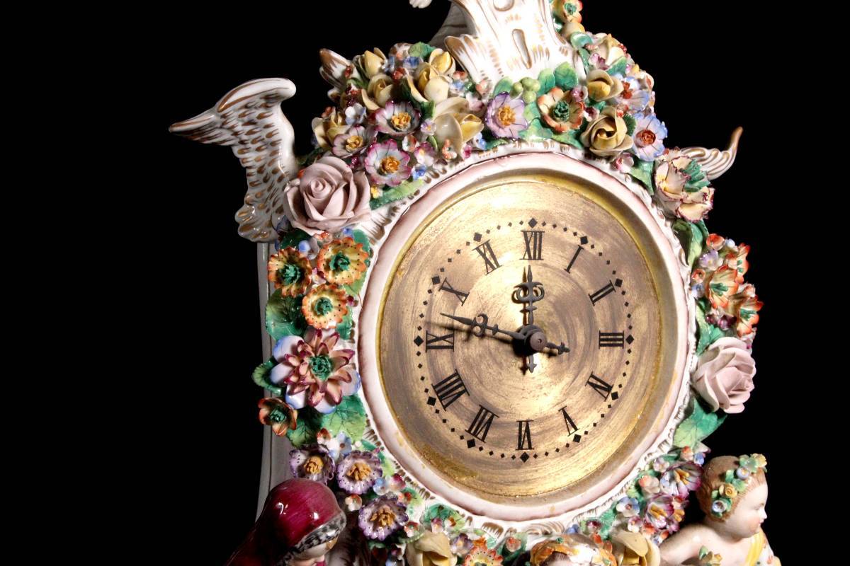 錵 百貨店購入 ドイツ製 Sitzendorf ジッツェンドルフ 陶磁製 天使彫刻置時計 57cm 西洋美術 アンティーク E304 PS/22.10廻/HK/ 12.16(洋風)｜売買された ...