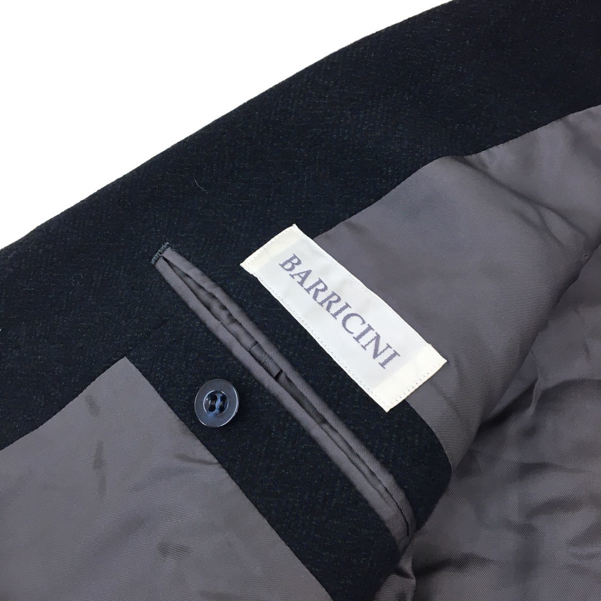 ND070 日本製 BARRICINI テーラードジャケット ブレザー 上着 羽織り トップス カシミア カシミヤ 100% ネイビー系 ...