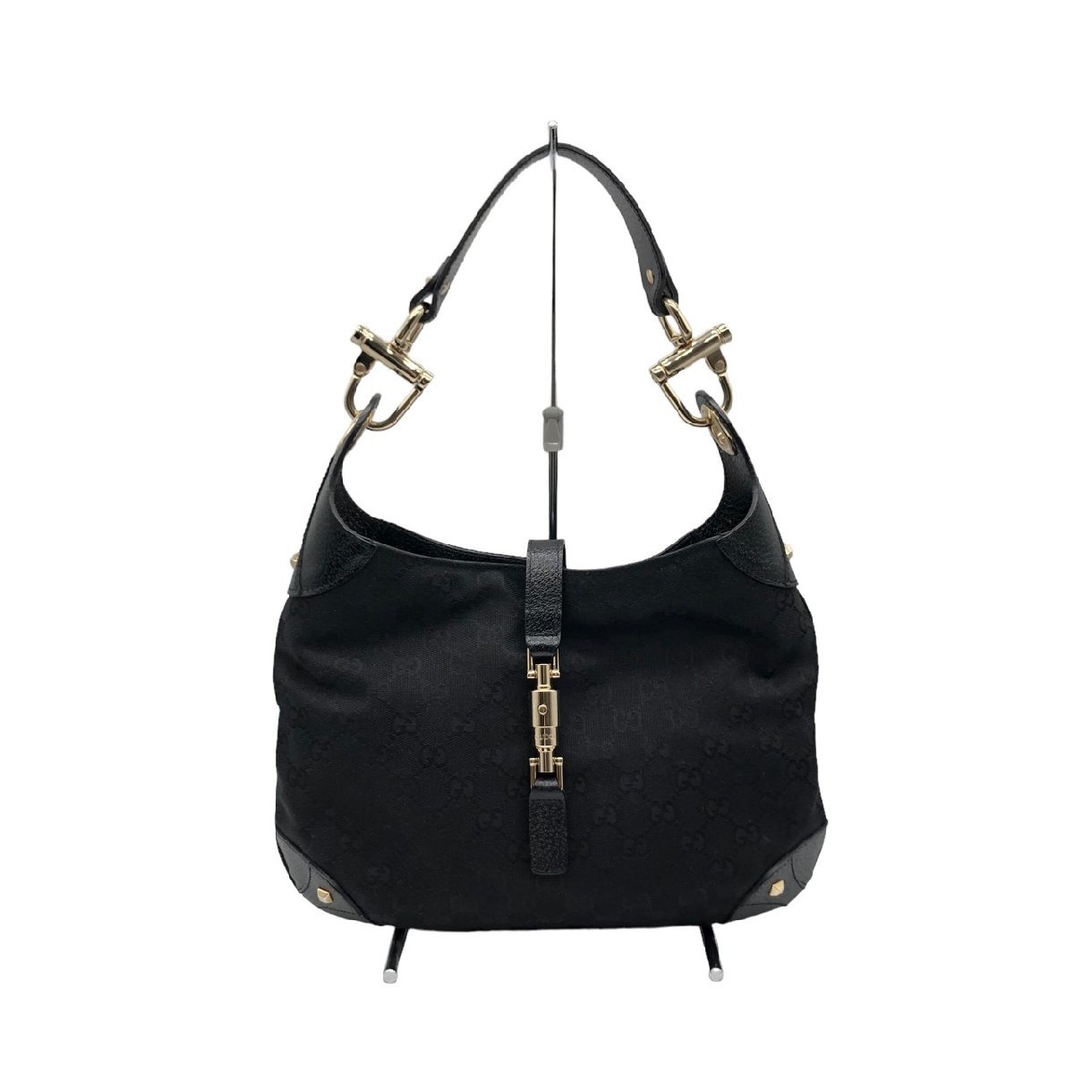 GUCCI グッチ 120888 002122 ニュージャッキー GGキャンバス レザー ワンショルダーバック ブラック系 黒系 イタリア製 ...