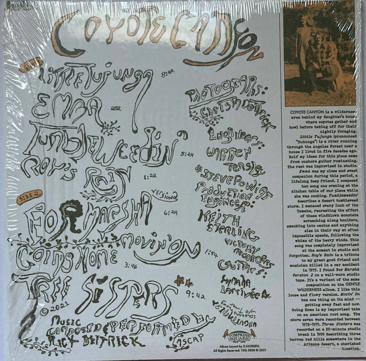 世界限定500枚 LP Rick Deitrick / Coyote Canyon 2021年 Tompkins Square John ...