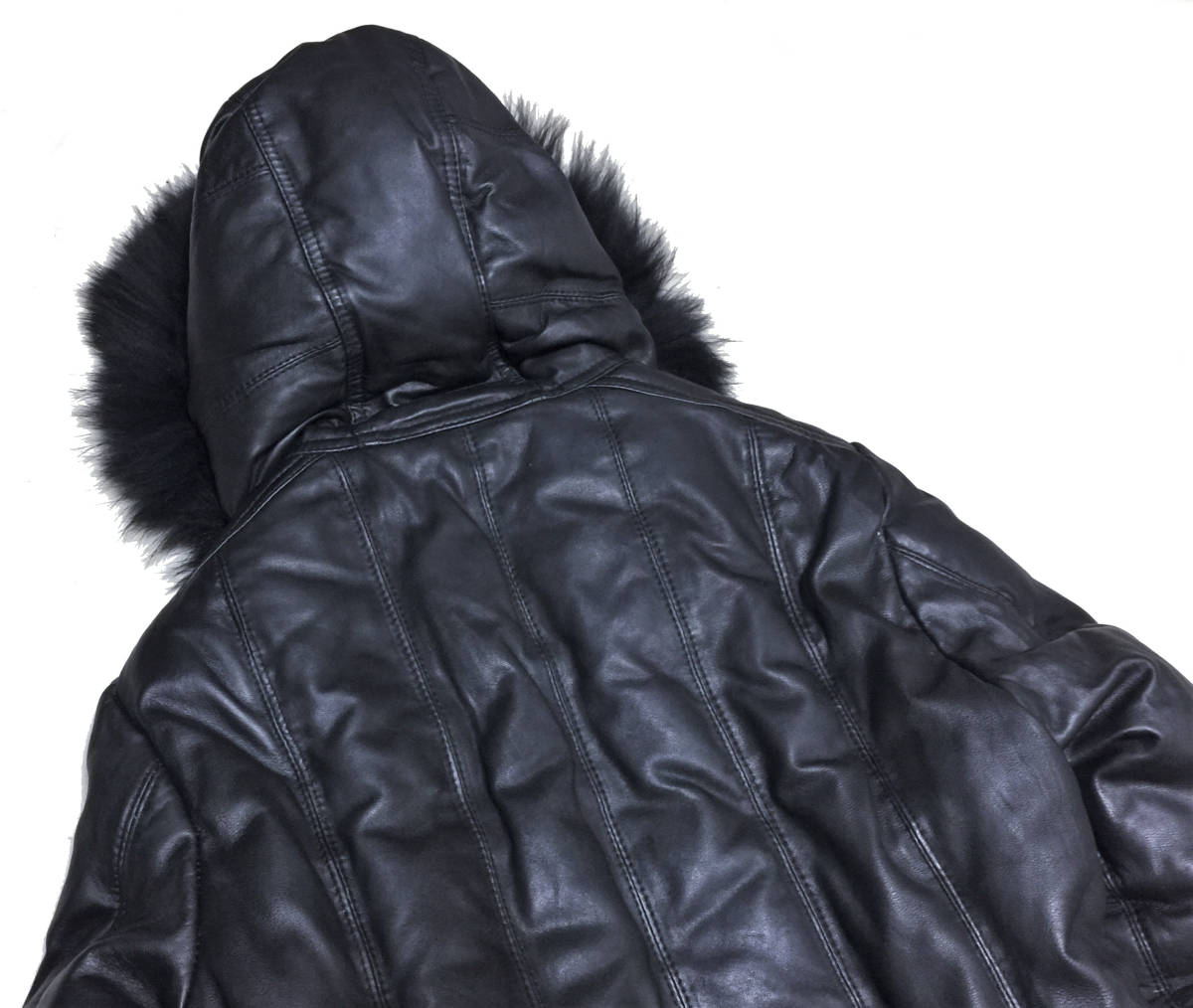 定価13万 SHELLAC シェラック 羊革 レザー フード リアルファー ダウンジャケット ライダース メンズ 48 細身 黒 ブラック オイルメンテ済(ジャケット、上着)｜売買された ...