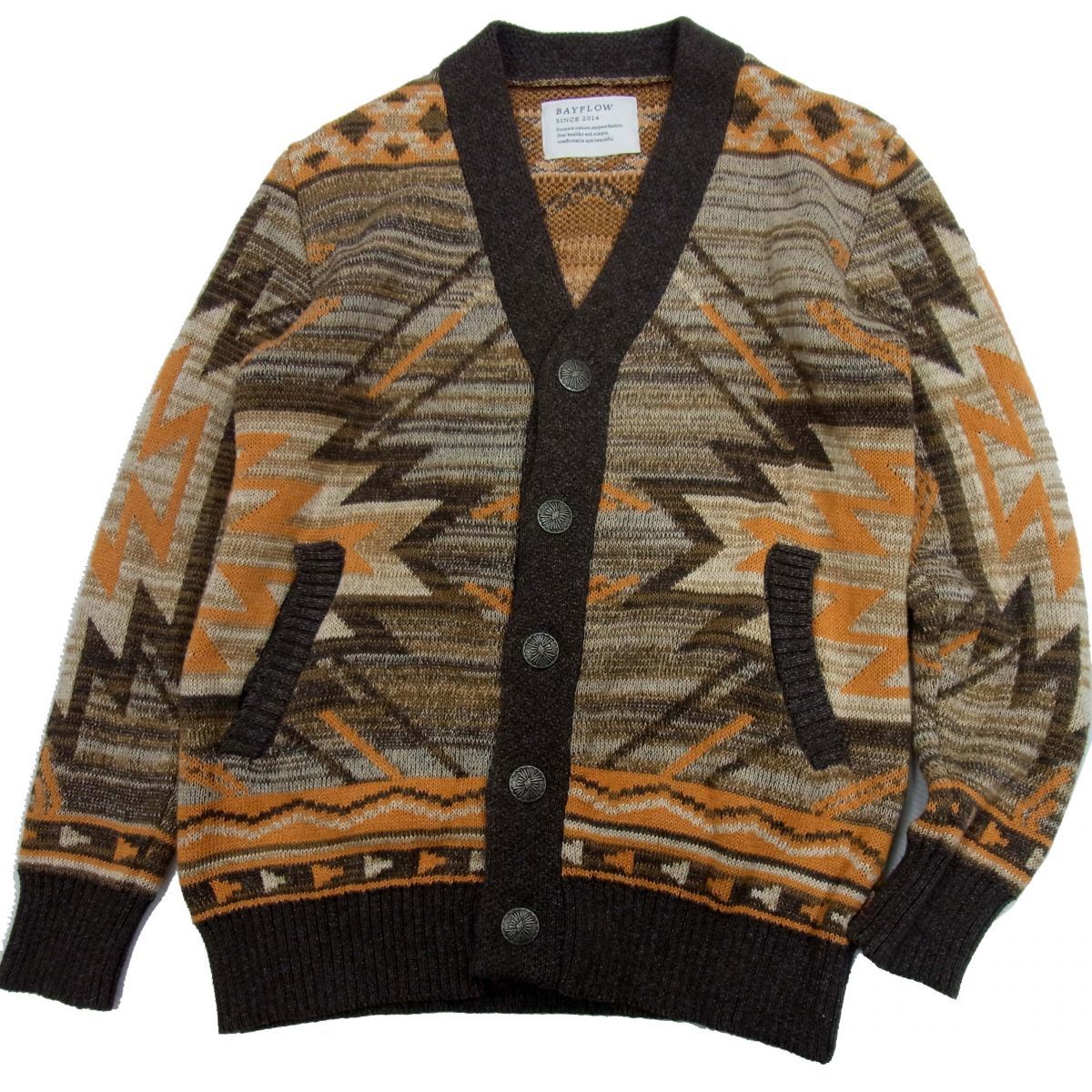 良品 ベイフロー カーディガン ニットジャケット チマヨ ネイティブ柄 コンチョボタン 秋冬物 メンズ BAY FLOW 1円(Sサイズ)｜売買されたオークション情報、yahooの商品情報を ...