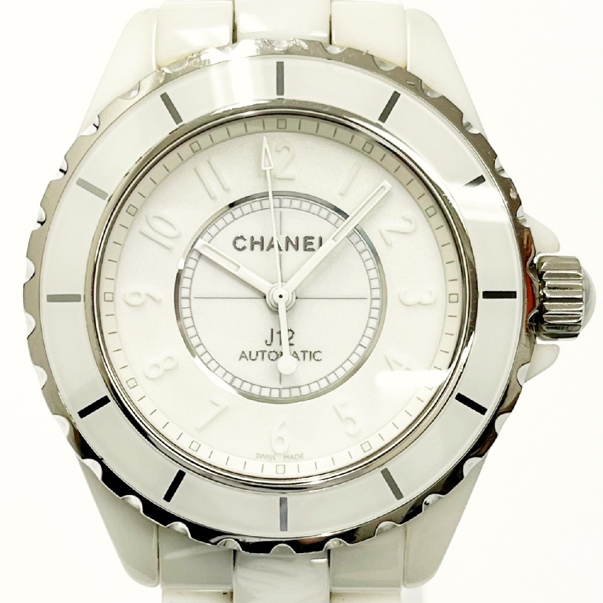 良品 ギャラ 箱付き CHANEL シャネル H3443 J12 ホワイトファントム SS×CE 3.8cm 自動巻き メンズ 120295 ...