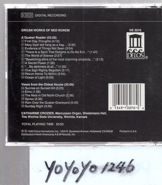 ORGAN WORKS OF NED ROREM CATHARINE CROZIER ORGAN(器楽)｜売買されたオークション情報 ...