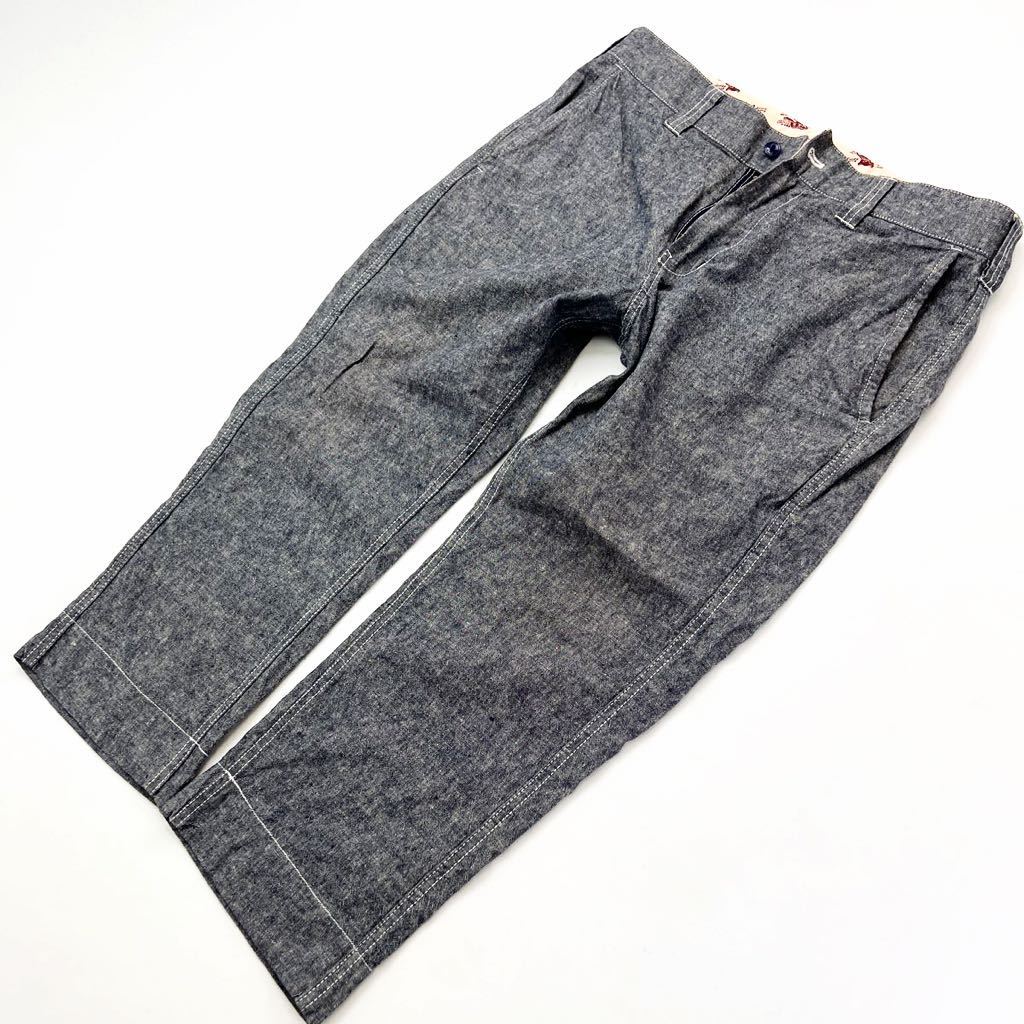 CAT'S PAW 春夏 麻混 七分丈 ワークパンツ ショートパンツ グレー W32 アメカジ ストリート 東洋エンタープライズ キャッツポウ ...