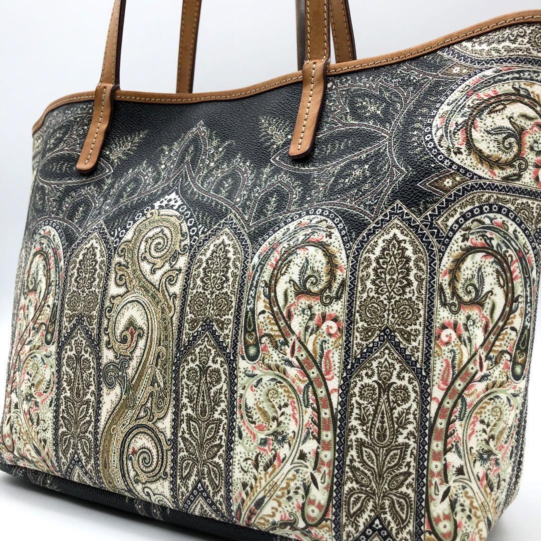 1円 極 ETRO エトロ トートバッグ ペイズリー 総柄 ブラック系 PVC レザー A4対応 PC収納 肩がけ ショルダー ビジネス 通勤 メンズ(かばん、バッグ)｜売買されたオークション ...