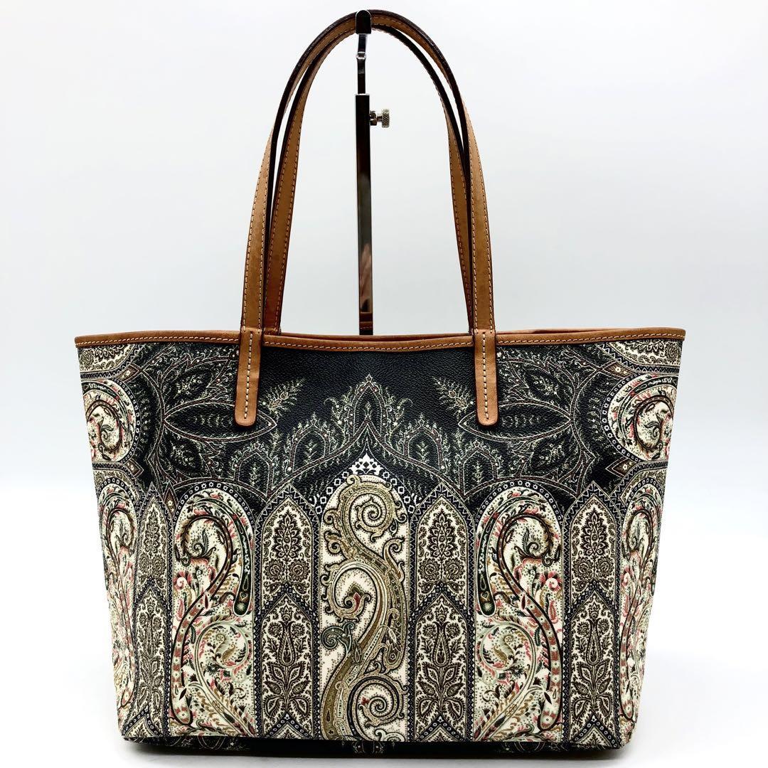 1円 極 ETRO エトロ トートバッグ ペイズリー 総柄 ブラック系 PVC レザー A4対応 PC収納 肩がけ ショルダー ビジネス 通勤 メンズ(かばん、バッグ)｜売買されたオークション ...